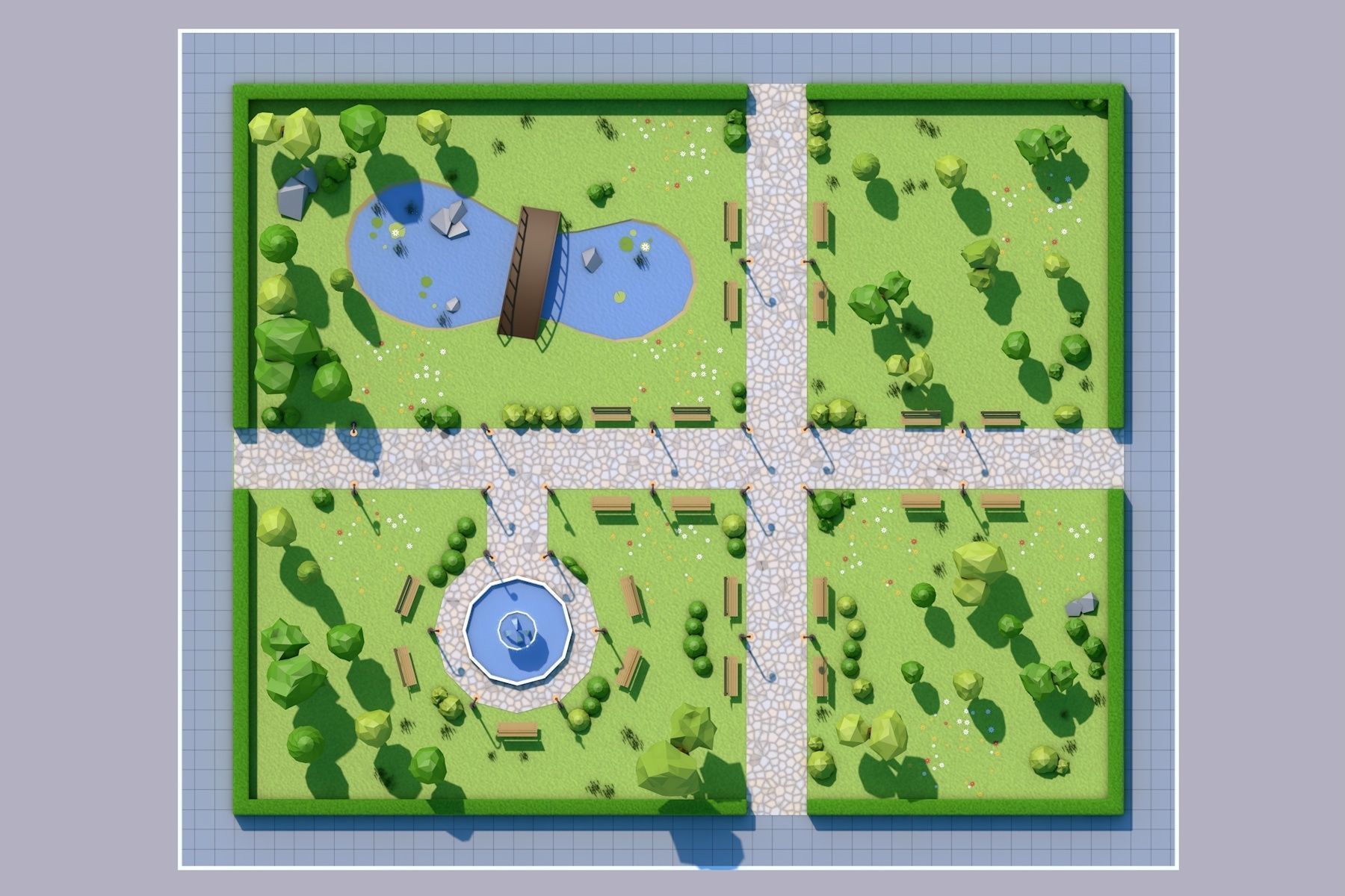 3D model Low Poly Park VR / AR / low-poly | CGTrader