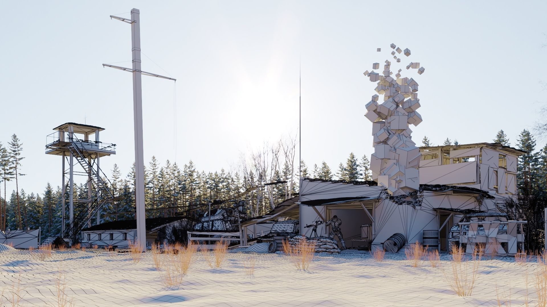 3D model WINTER base CLEAR SKY VR / AR / low-poly | CGTrader