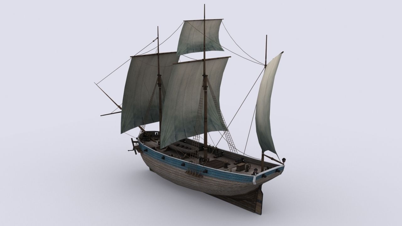 3D model Small sailing ship VR / AR / low-poly | CGTrader