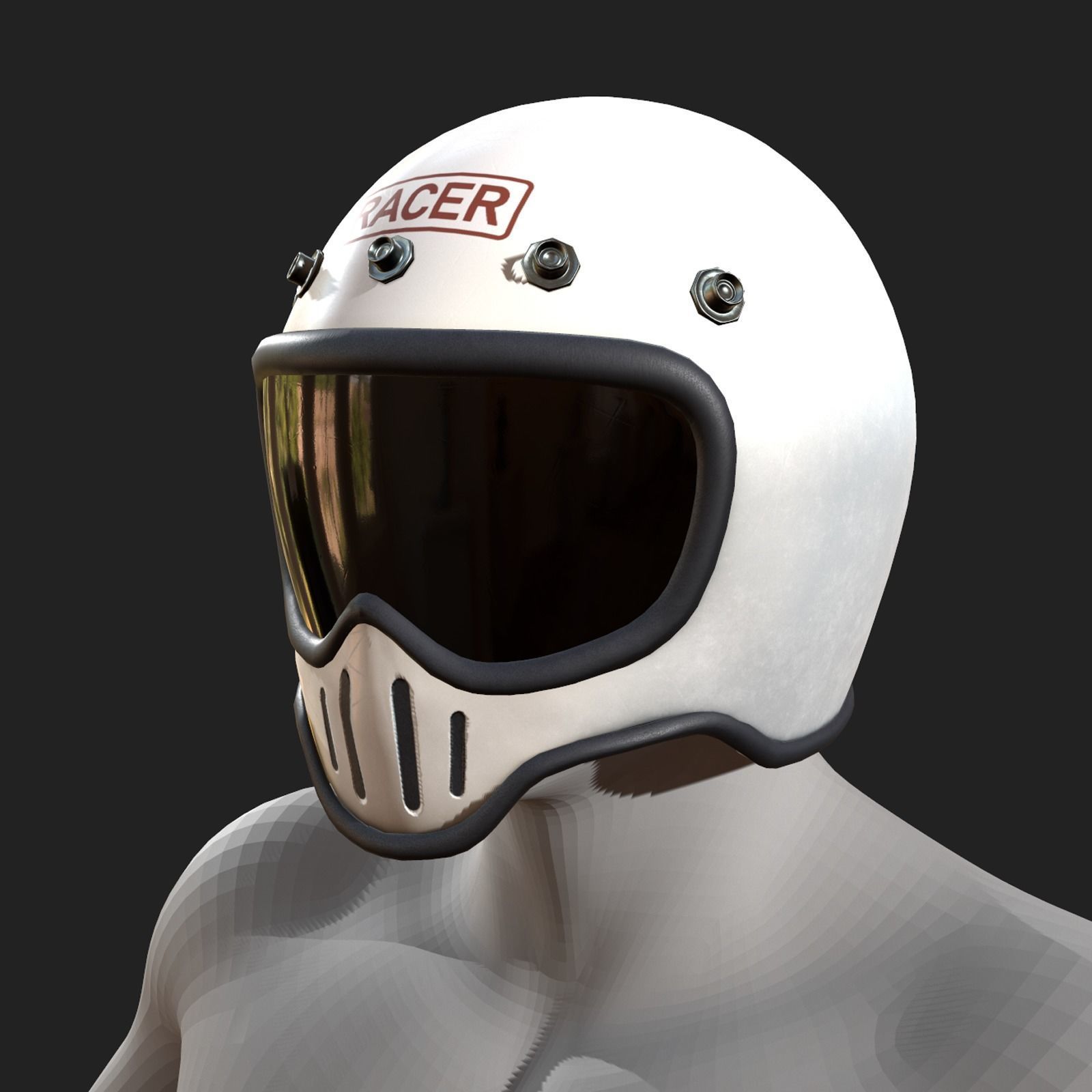 3D model Helmet scifi fantasy pilot military racer bike VR / AR / low ...