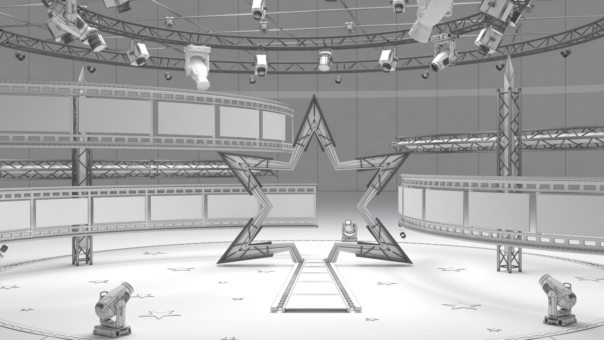 Virtual TV Studio Entertainment Set 4 3D model | CGTrader