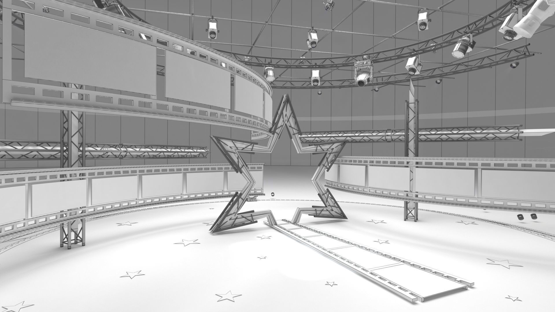 Virtual TV Studio Entertainment Set 4 3D model | CGTrader