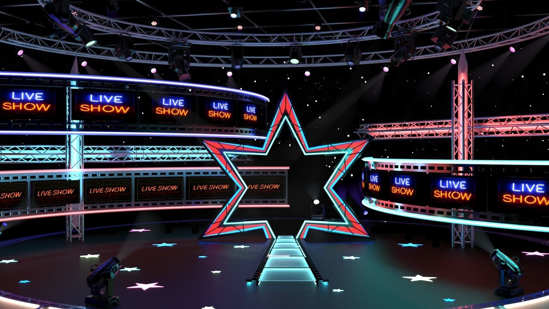 Virtual TV Studio Entertainment Set 4 3D model | CGTrader