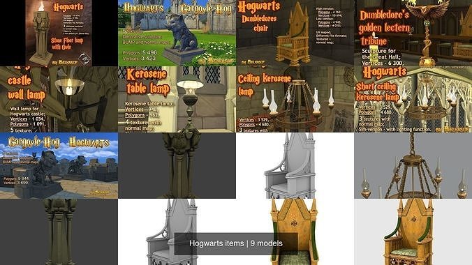 3D Model Collection Hogwarts items VR / AR / low-poly | CGTrader