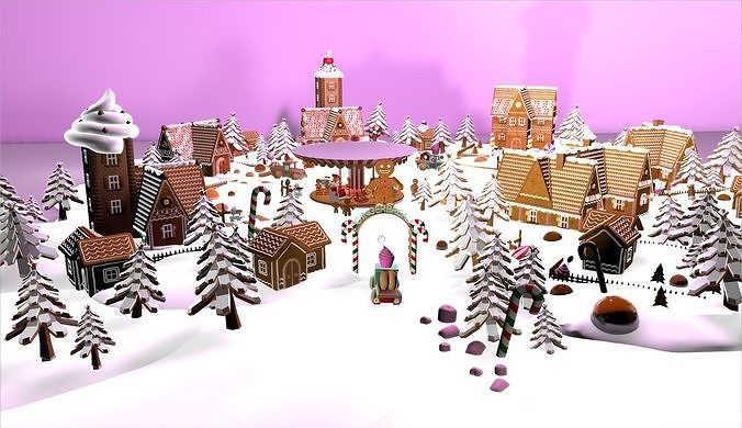 Gingerbread Village V2 3D model | CGTrader