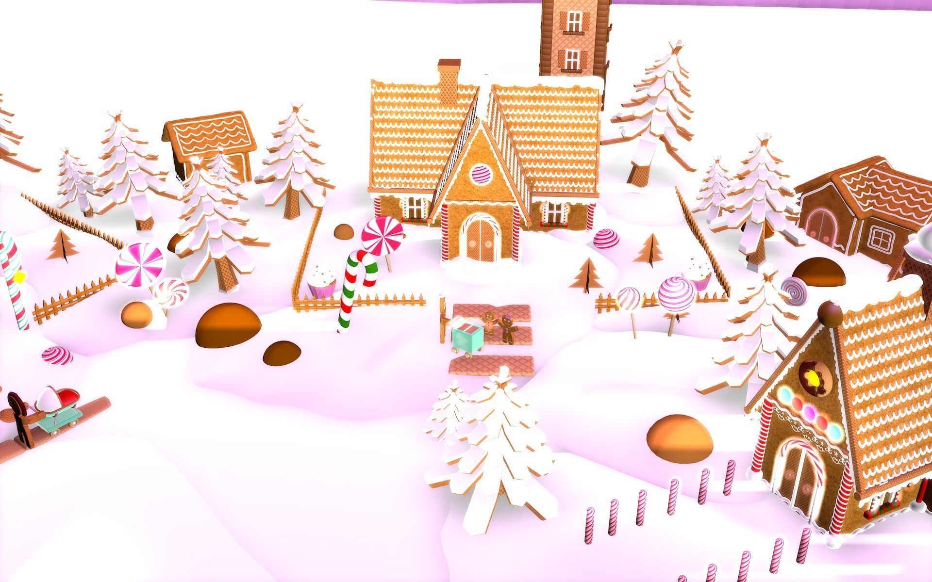 Gingerbread Village V2 3D model | CGTrader
