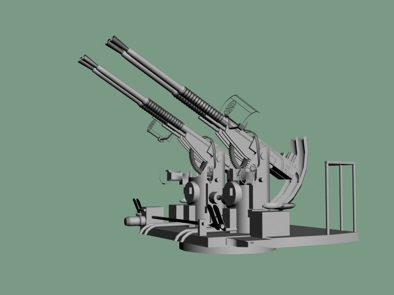 Bofors 40mm quad anti-aircraft gun - WWII US and British 3D model ...