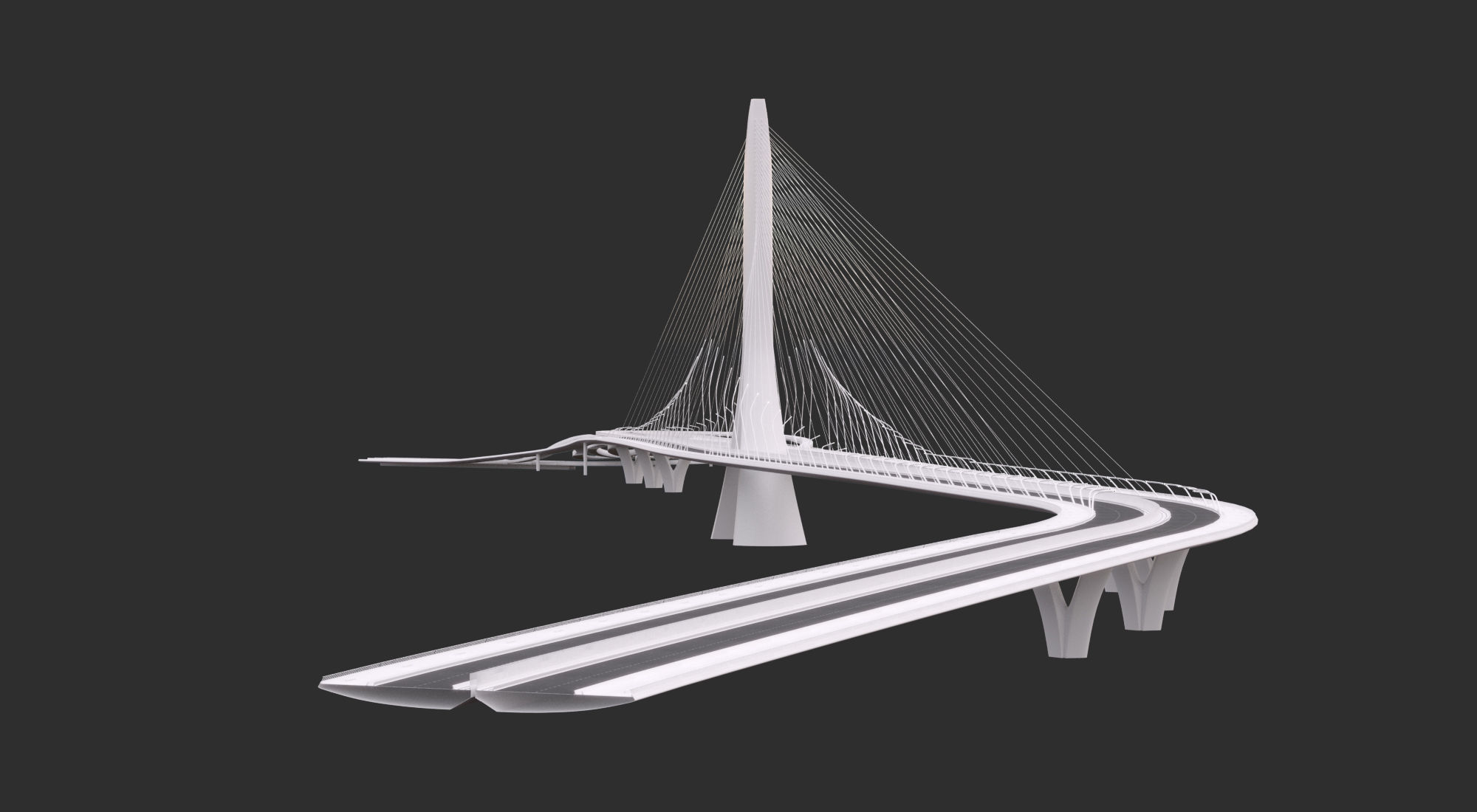 Zaha Hadid Architects Danjiang Bridge in Taiwan 3D model | CGTrader