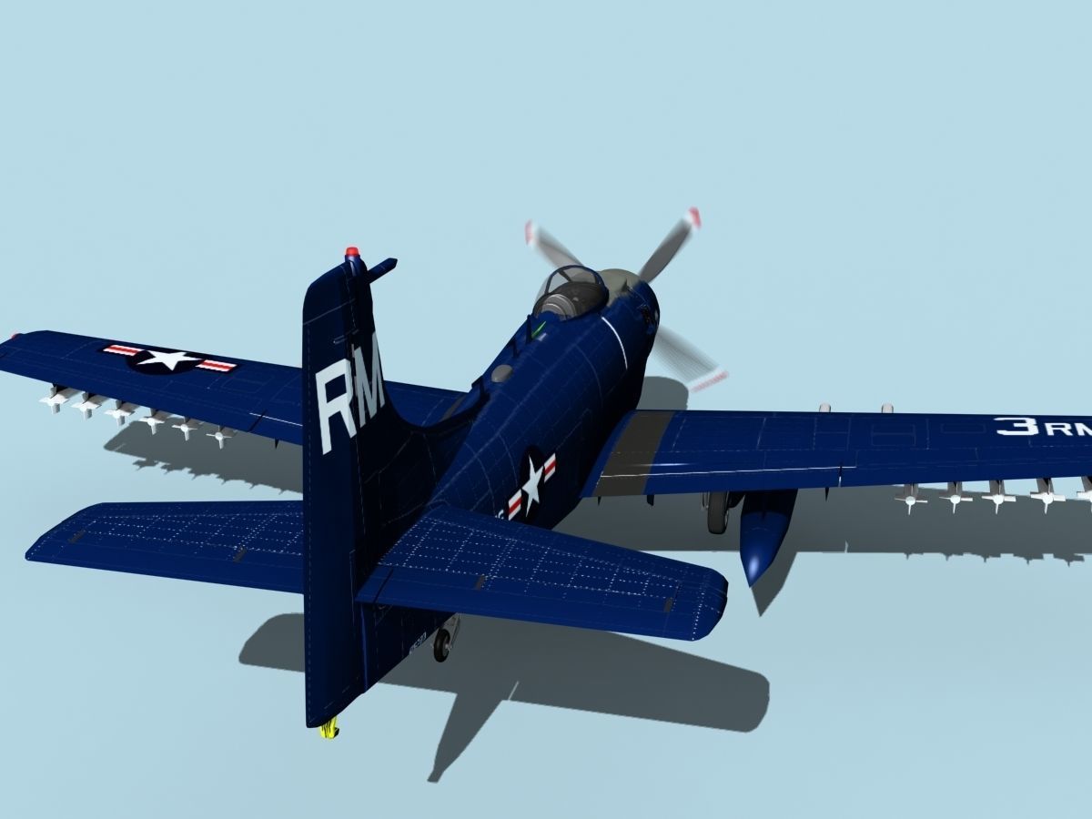 Douglas A-1H Skyraider V17 USMC 3D model animated rigged | CGTrader