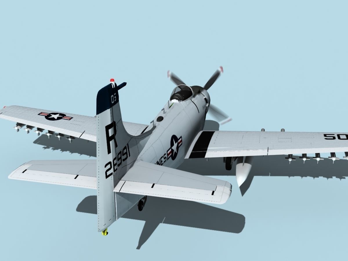 Douglas A-1H Skyraider V20 USMC 3D model animated rigged | CGTrader