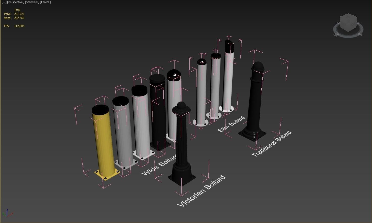 Bollard set 3D model | CGTrader