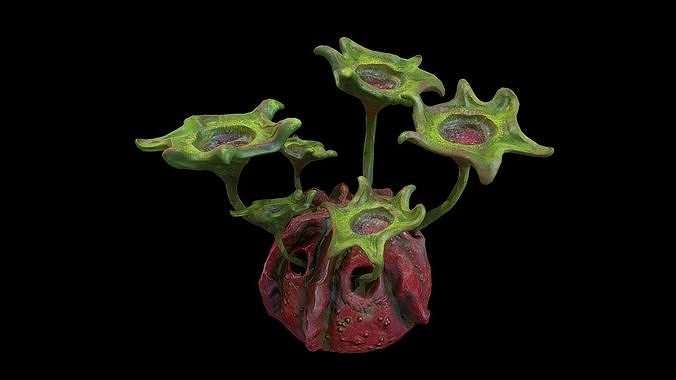 3D model Low poly alien plant environment asset VR / AR / low-poly ...