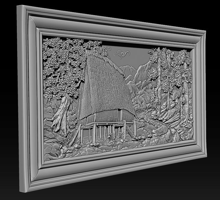 Mural landscape wood carving file stl OBJ and ZTL for CNC 3D model 3D ...