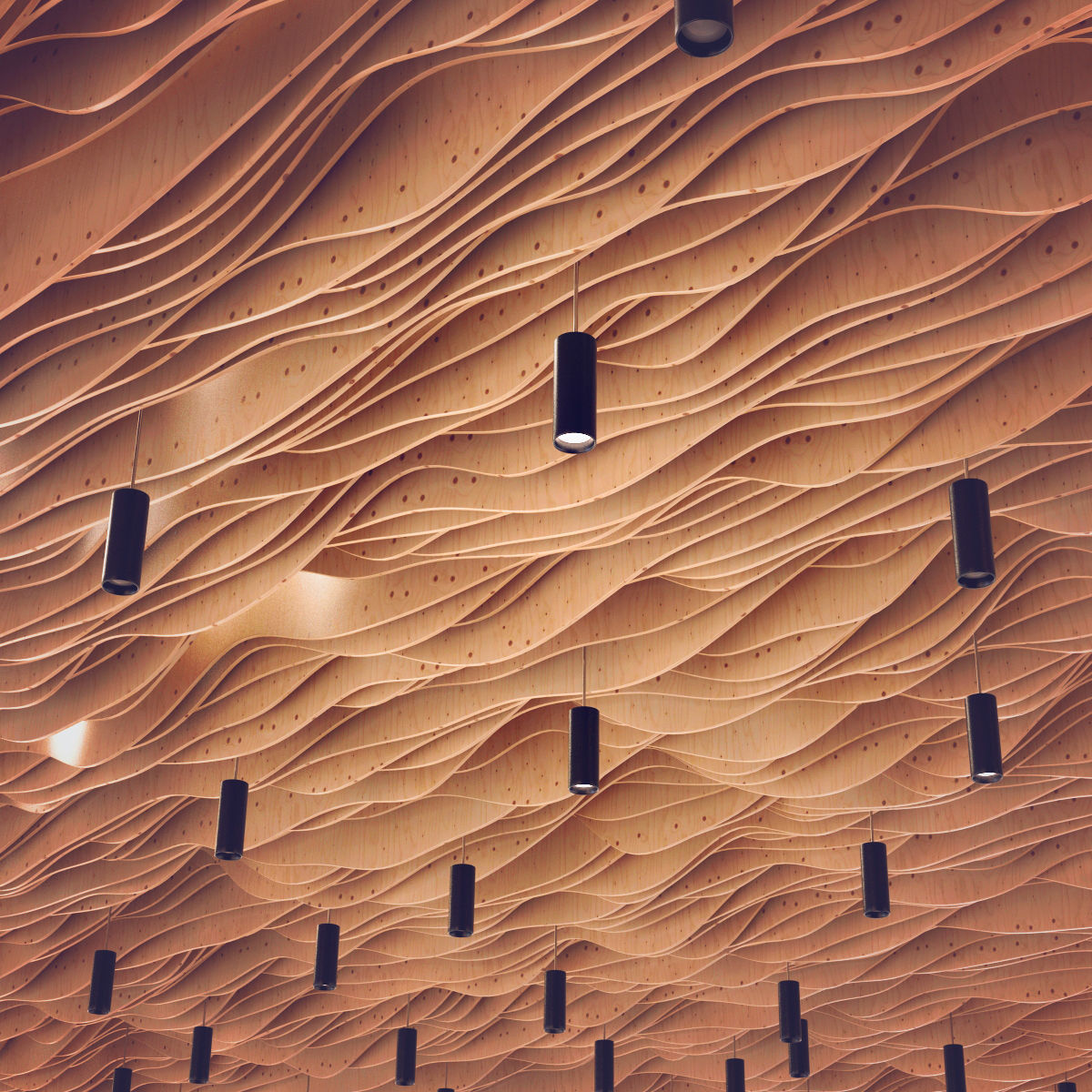 Parametric wood Hall ceiling Light 3D model | CGTrader