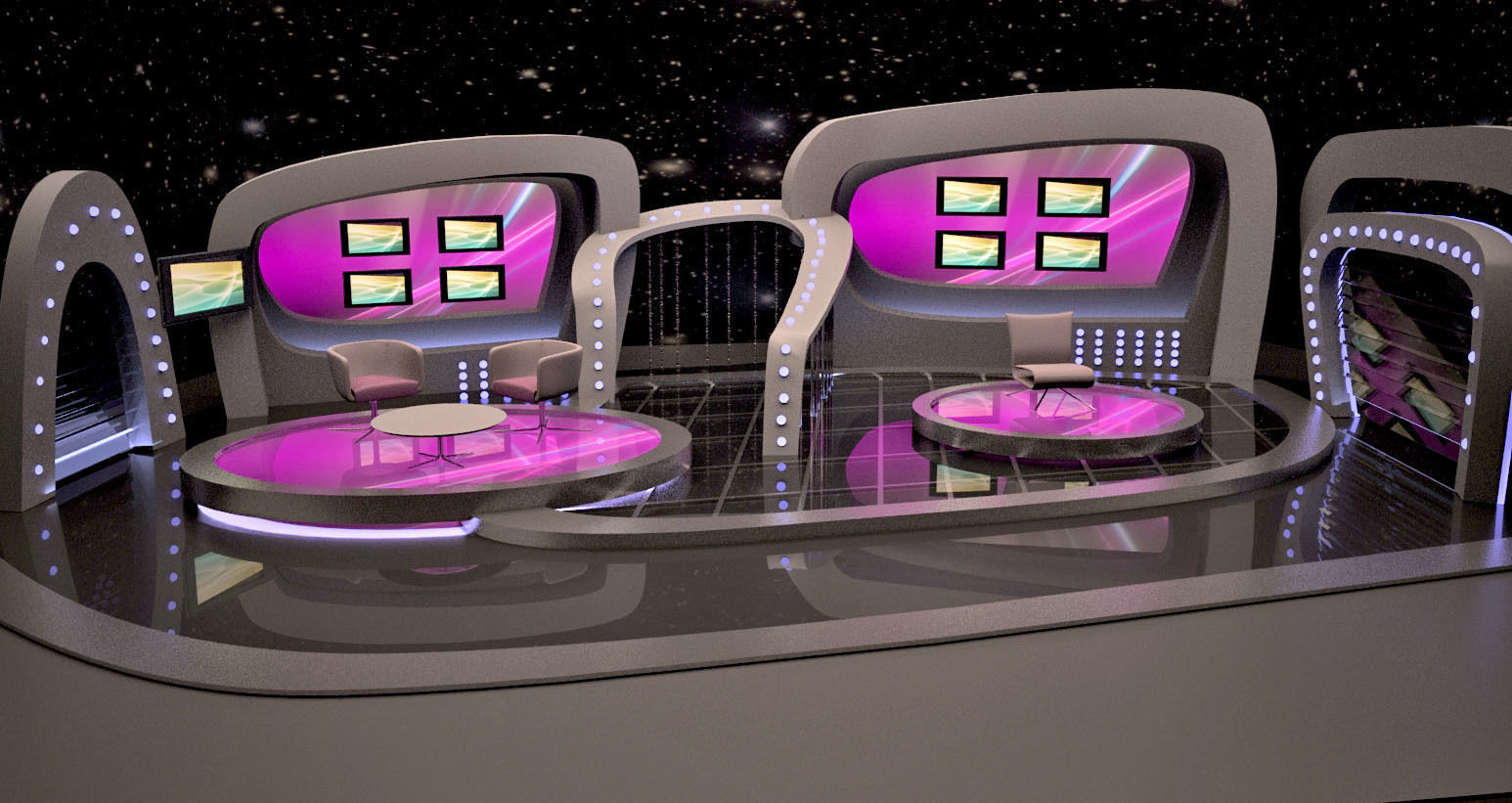 TV Talk Show Studio Set Scene 3D model | CGTrader