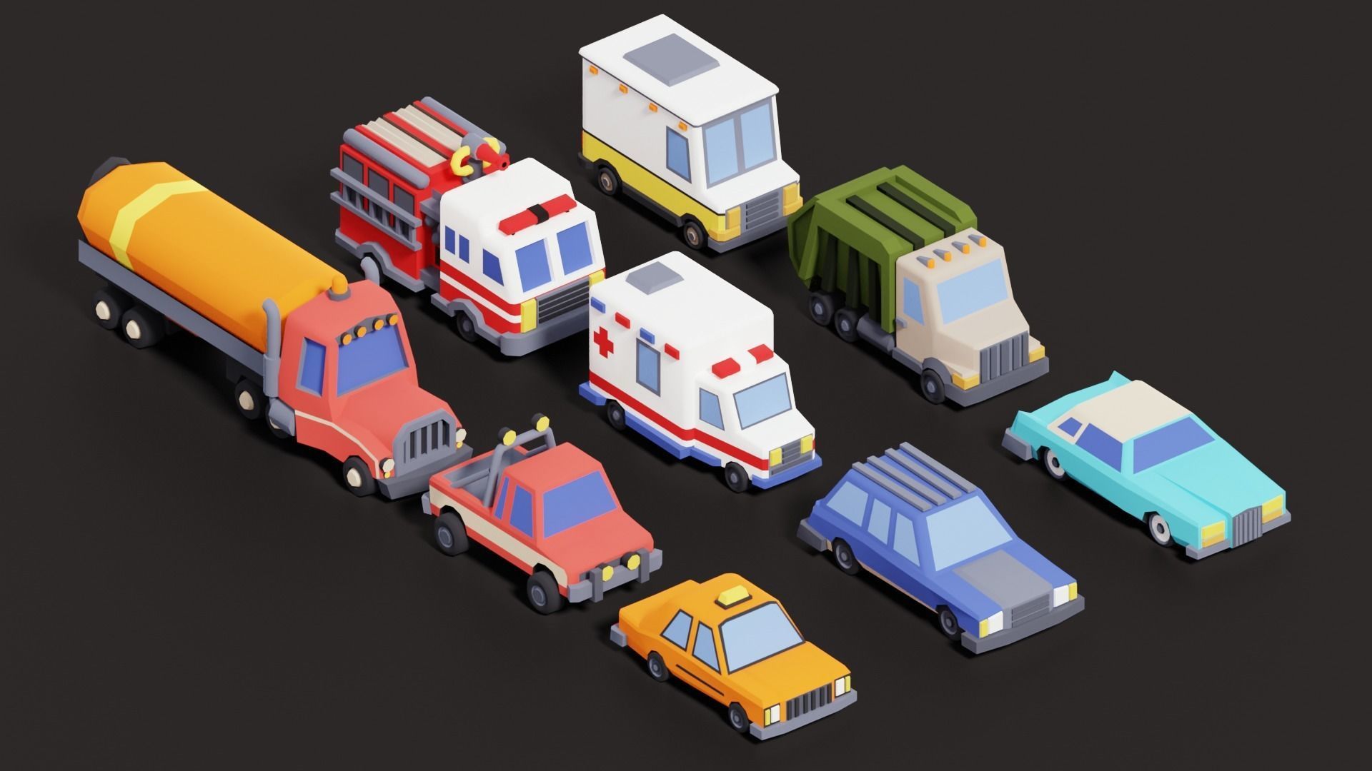 3D model Smooth Low Poly Stylized Vehicle Cars Pack VR / AR / low-poly ...