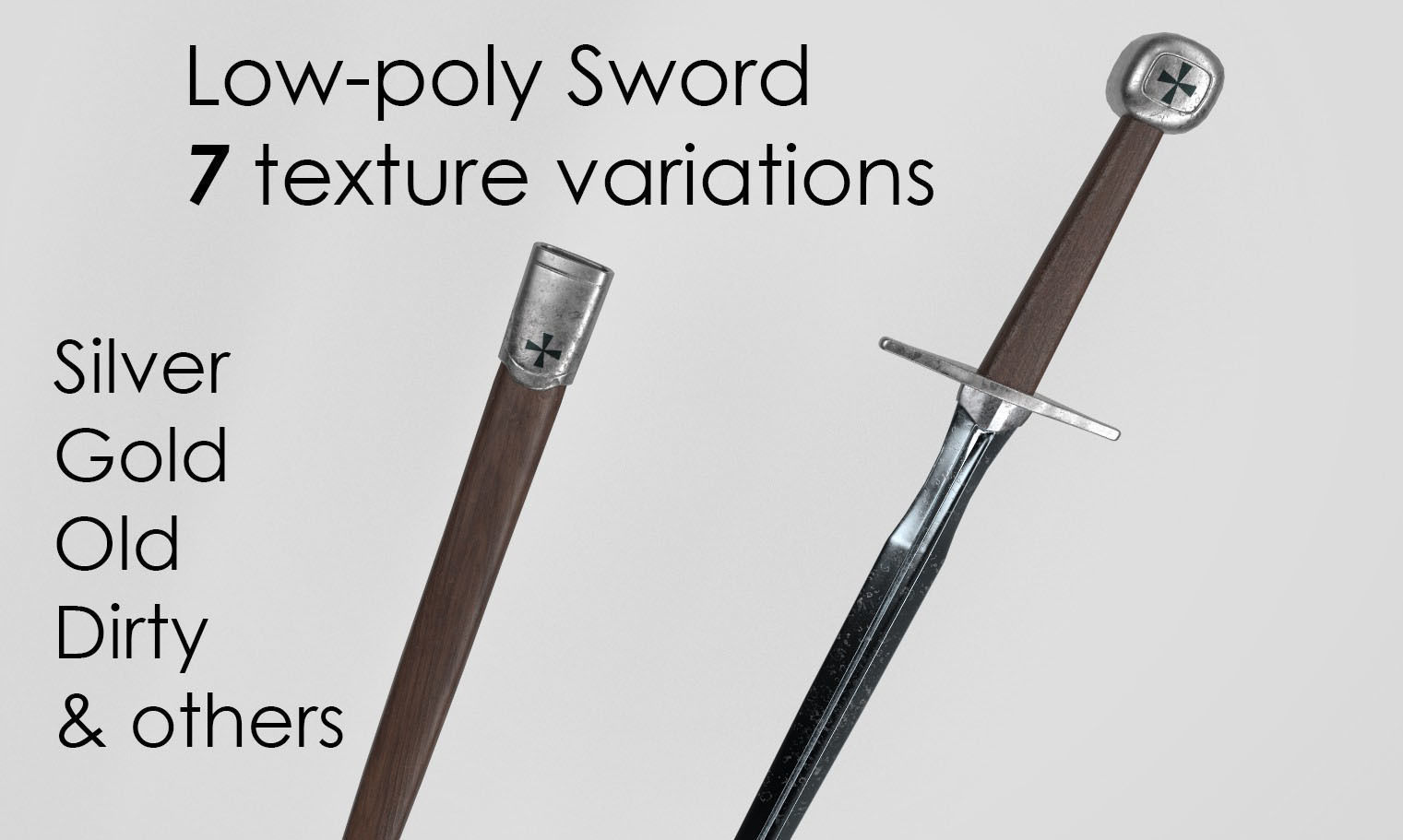 3D model Sword - 7 textures - Medieval weapon VR / AR / low-poly | CGTrader