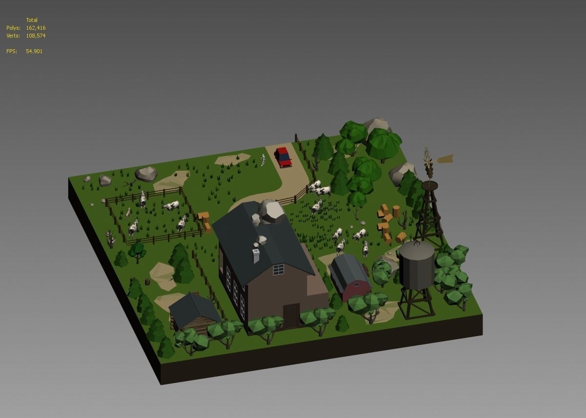 low poly farm 3D model | CGTrader