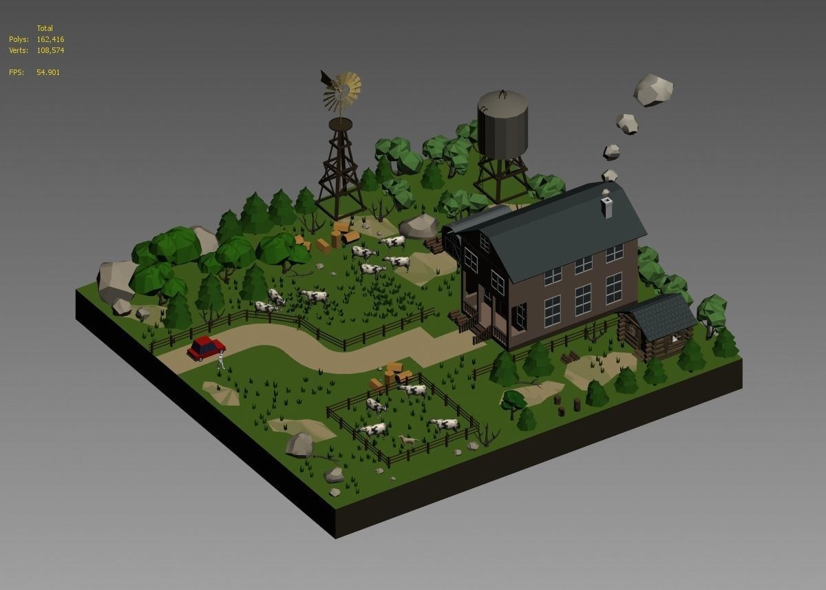 low poly farm 3D model | CGTrader