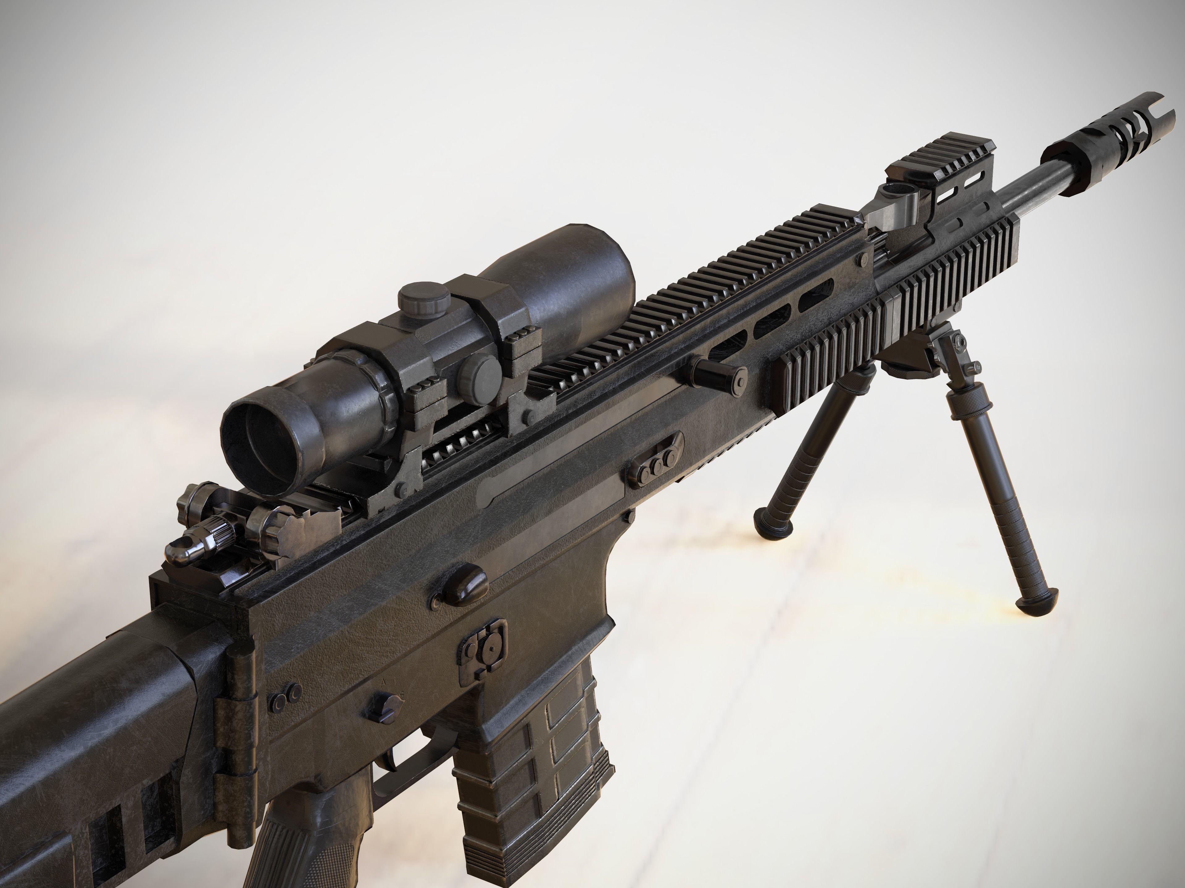 3D model FN SCAR - H SV - Sniper Rifle - Highly Detailed - PBR VR / AR ...