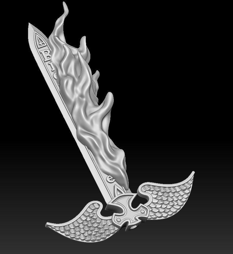 winged sword 3d print 3D model 3D printable | CGTrader