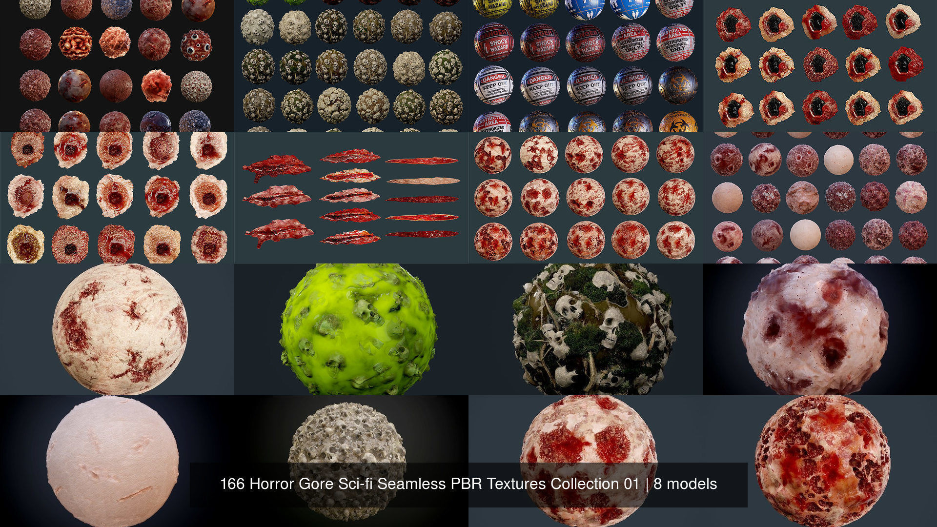 166 Horror Gore Sci-fi Seamless PBR Textures Collection 01 | CGTrader