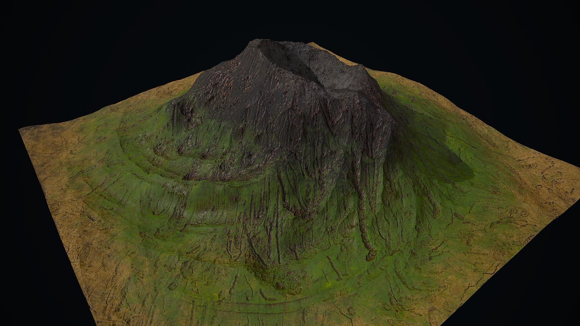 Detailed volcano mountain environment asset VR / AR ready