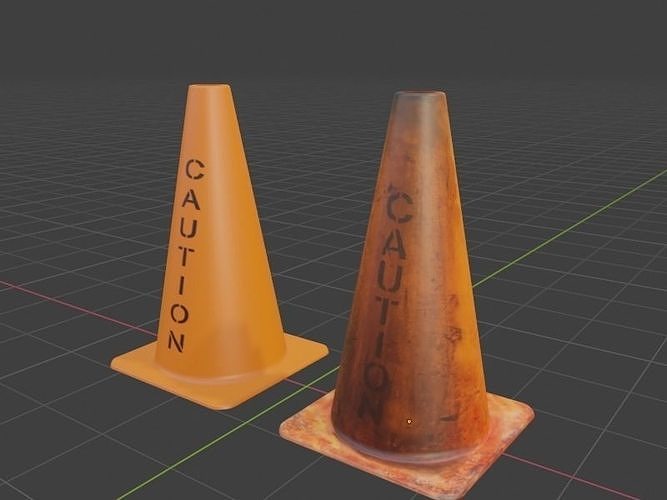 3D model Clean and Dirty Caution Traffic Cones VR / AR / low-poly ...