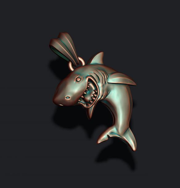 Shark pendant basrelief 3D model 3D printable | CGTrader