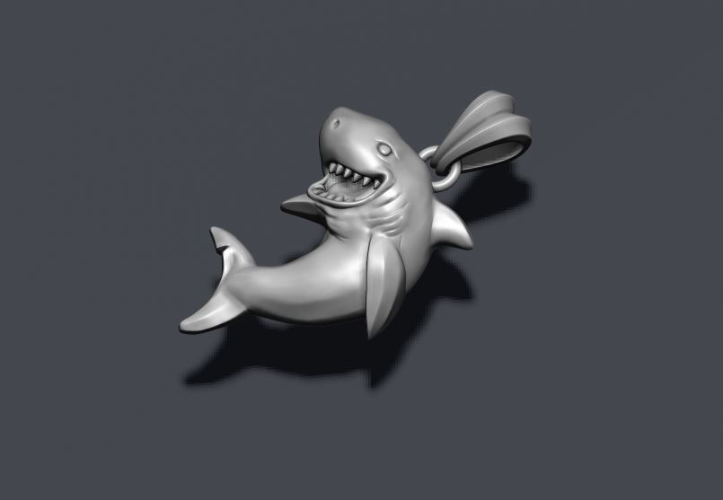 Shark pendant basrelief 3D model 3D printable | CGTrader