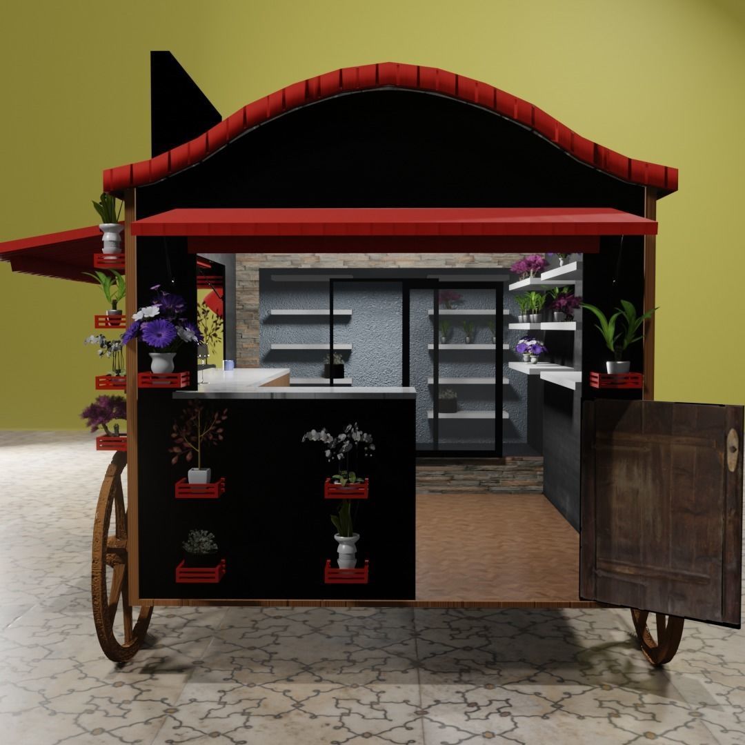 flower shop phaeton cart 3D model | CGTrader