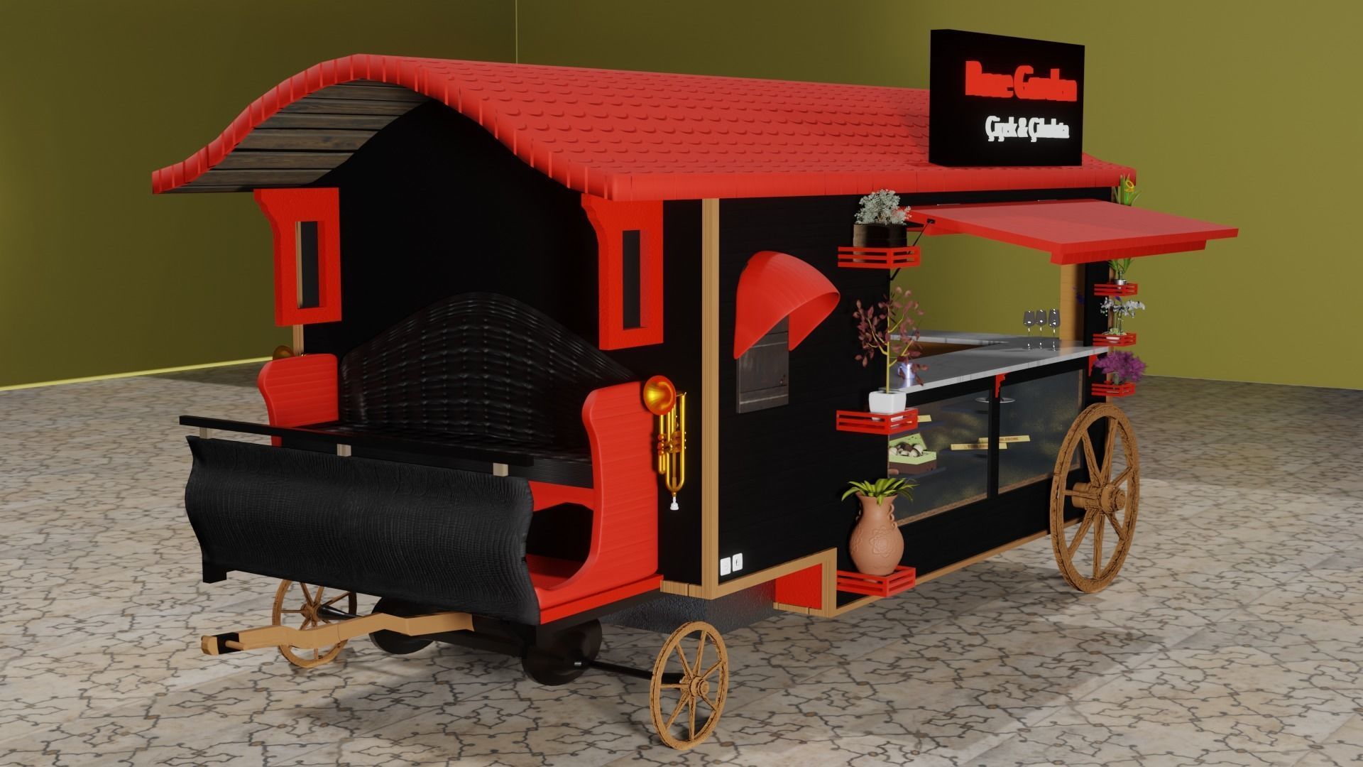 flower shop phaeton cart 3D model | CGTrader