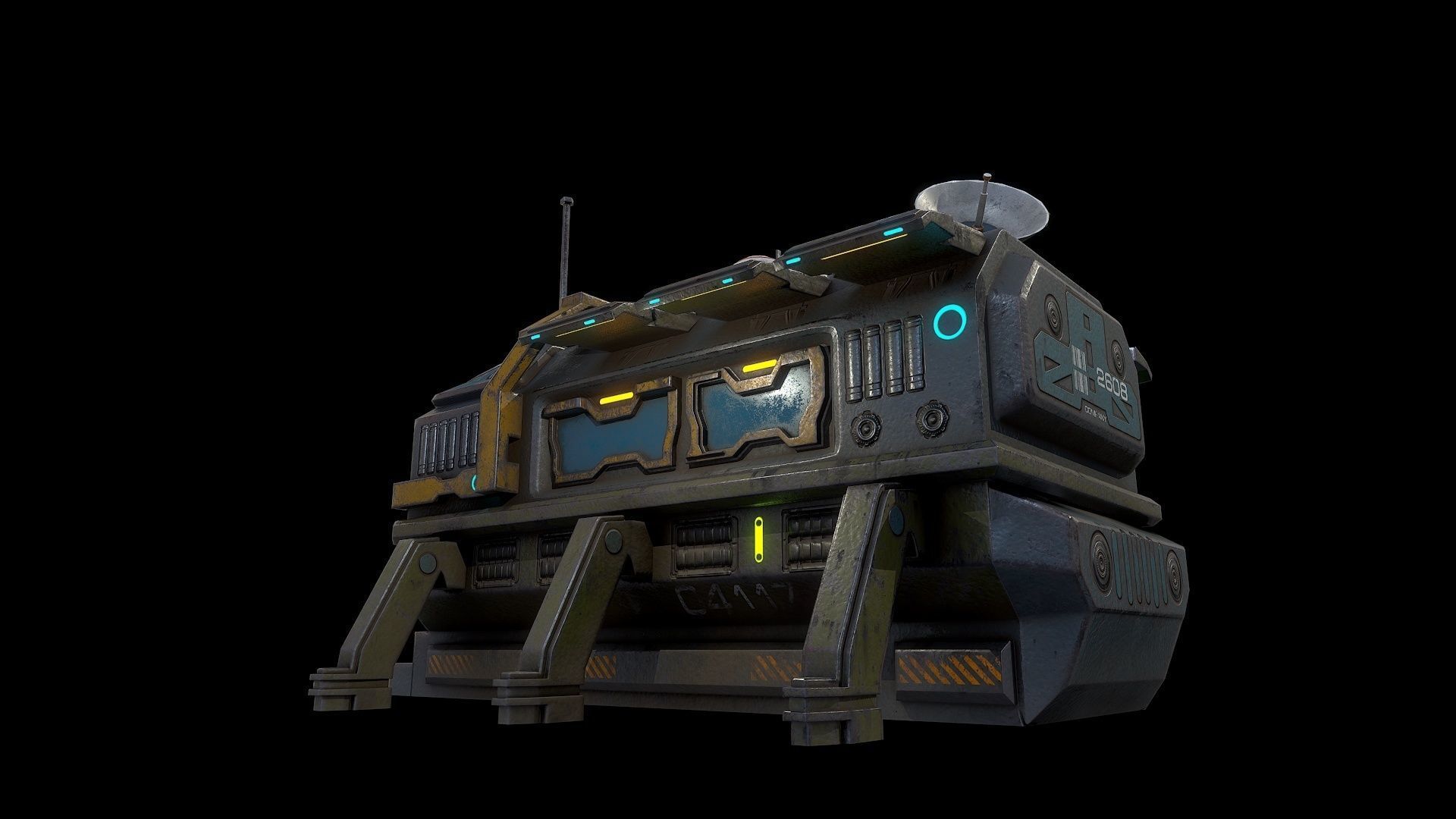 3D model Low poly sci fi living module building environment asset VR ...