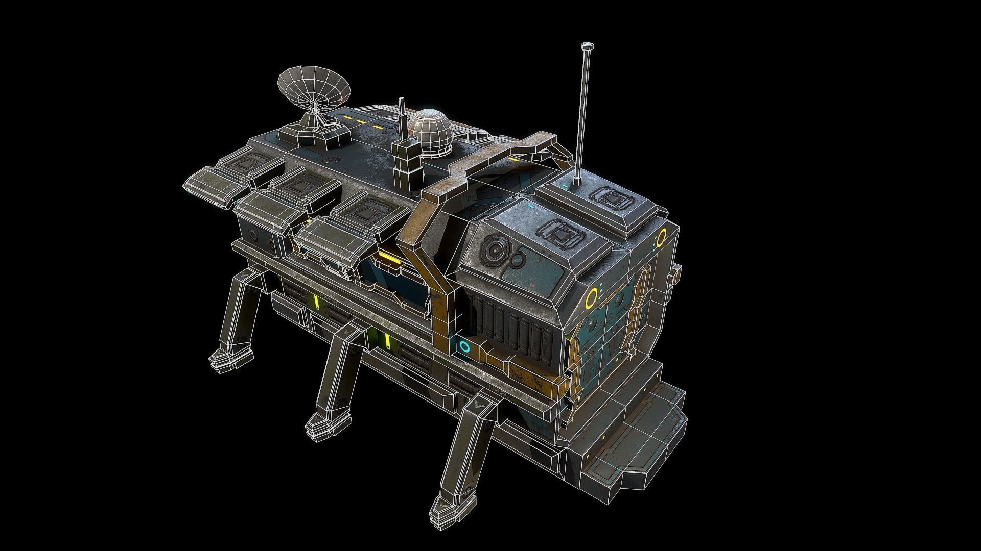 3D model Low poly sci fi living module building environment asset VR ...