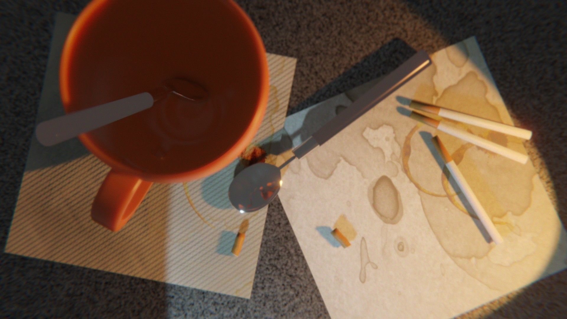 3D model Teacup and cigarette scene VR / AR / low-poly | CGTrader