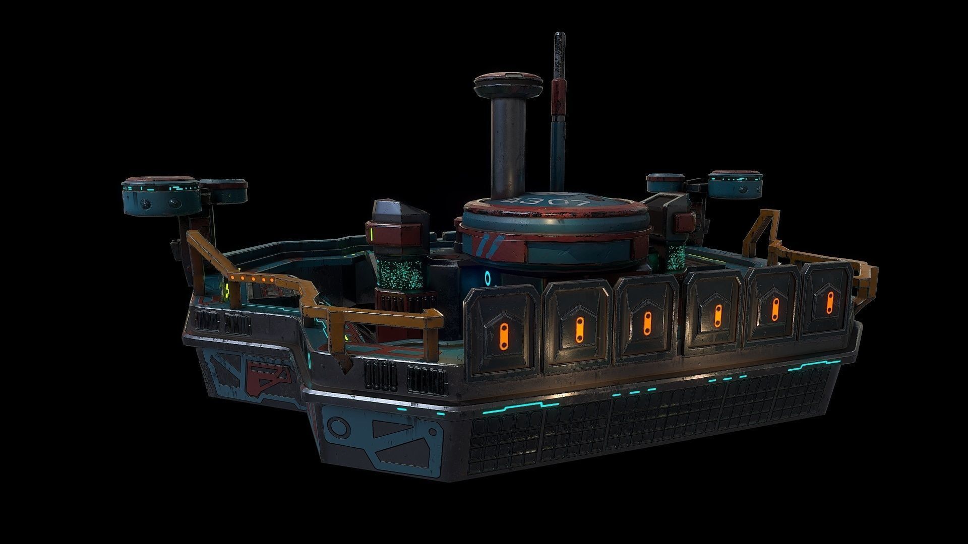 3D model Low poly sci fi fortress building environment asset VR / AR ...