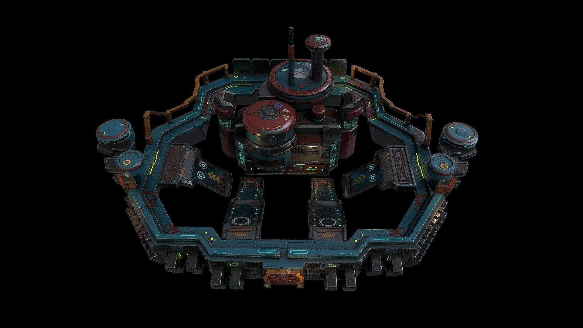 3D model Low poly sci fi fortress building environment asset VR / AR ...