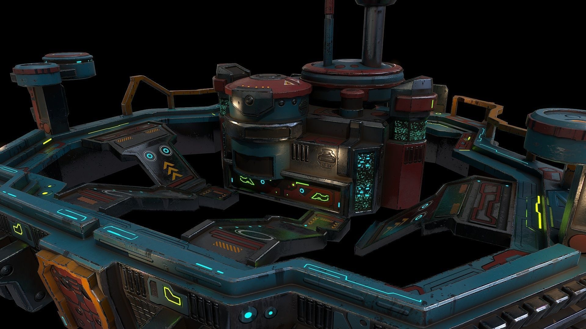 3D model Low poly sci fi fortress building environment asset VR / AR ...