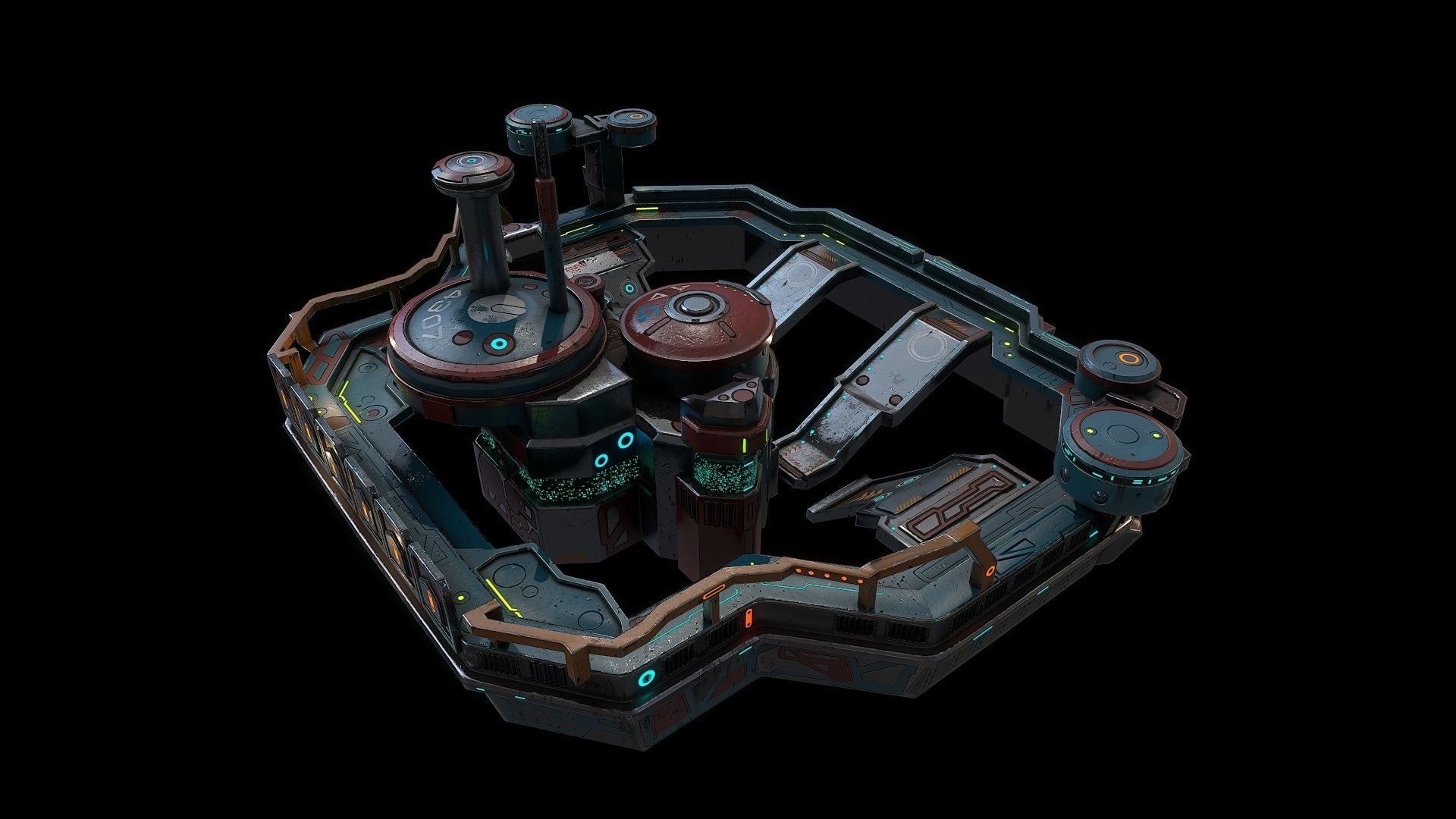 3D model Low poly sci fi fortress building environment asset VR / AR ...