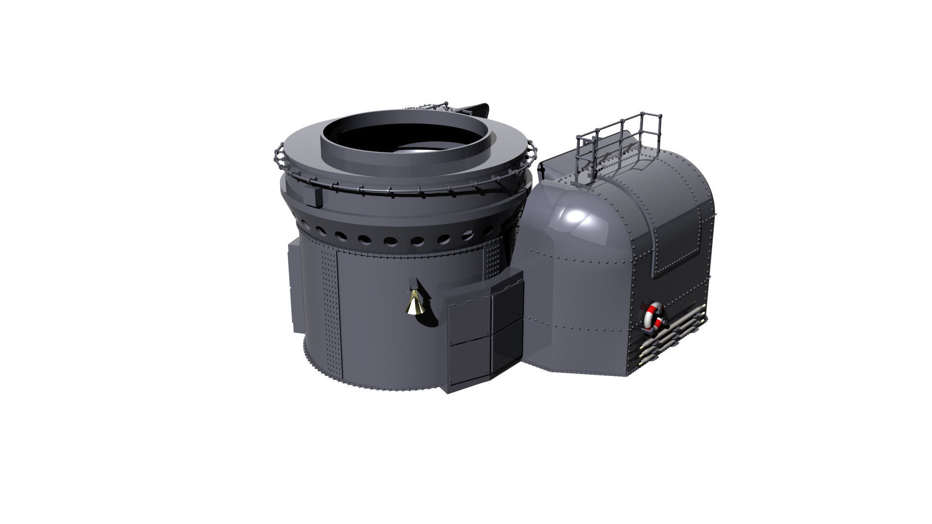 Front barbette gun turret scale 1-200 3D model 3D printable | CGTrader