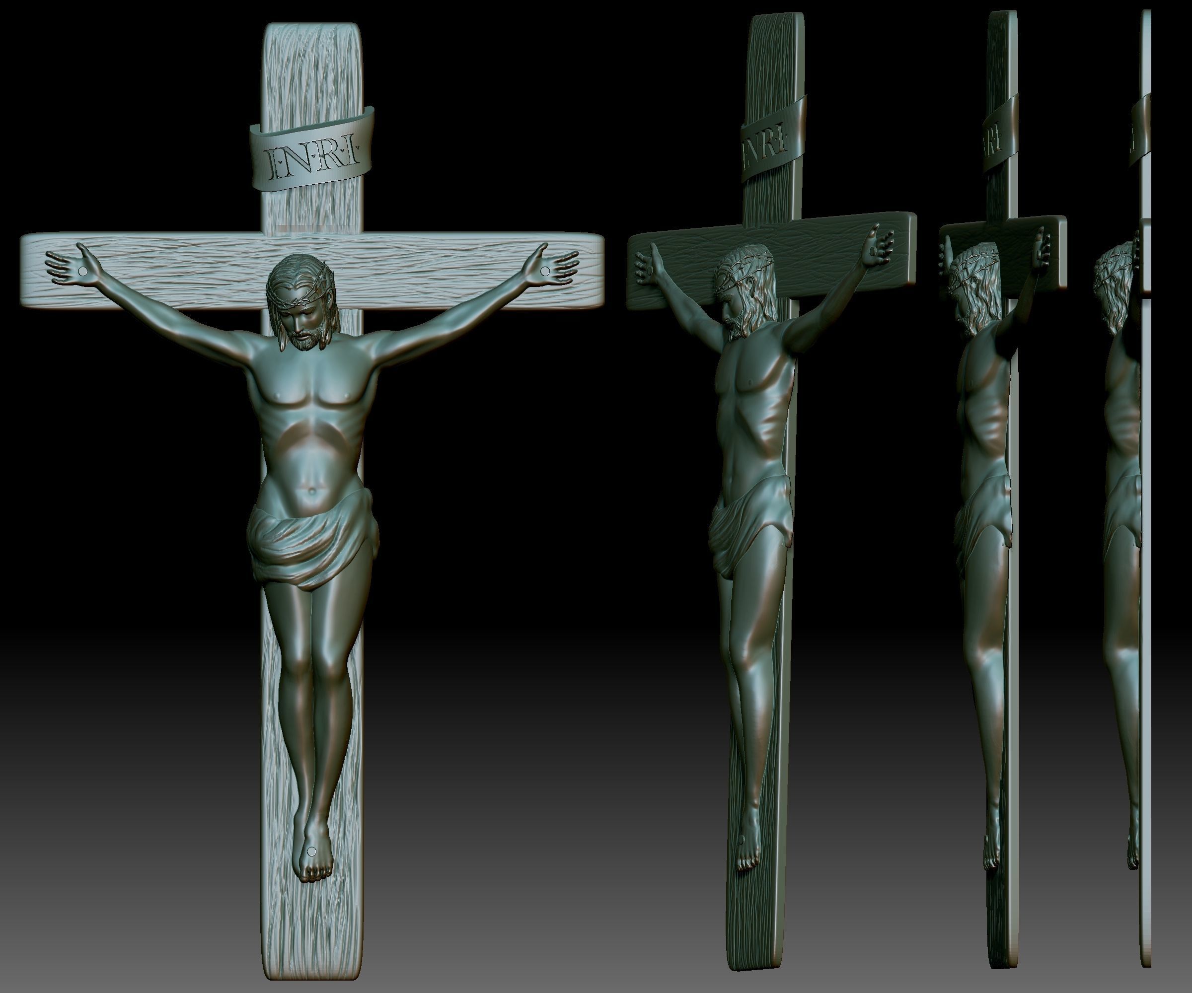Crucifix STL model - 3D relief file for CNC router - Jesus cross 3D ...