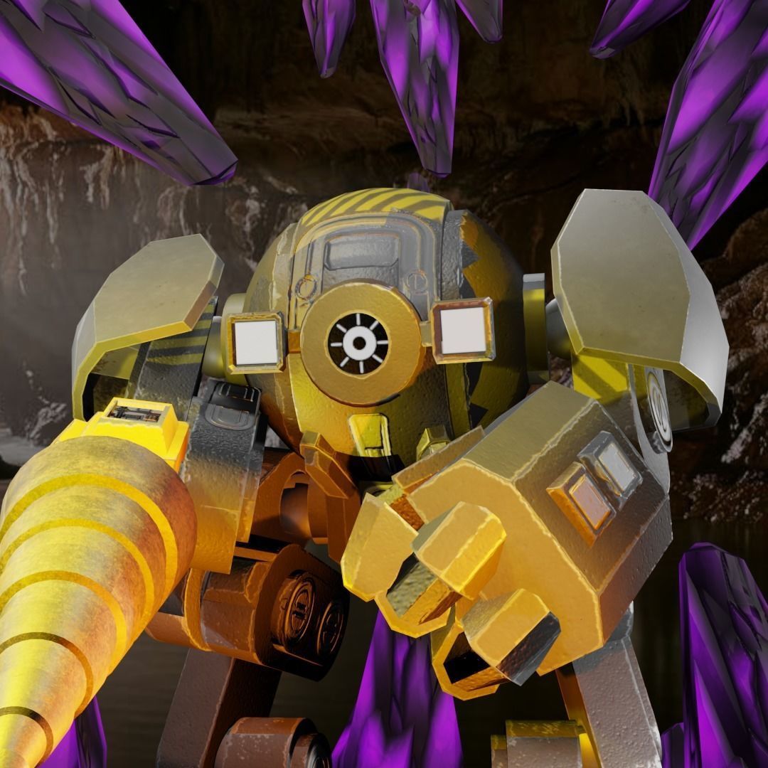 3D model Cyclops Mining Bot VR / AR / low-poly rigged animated | CGTrader