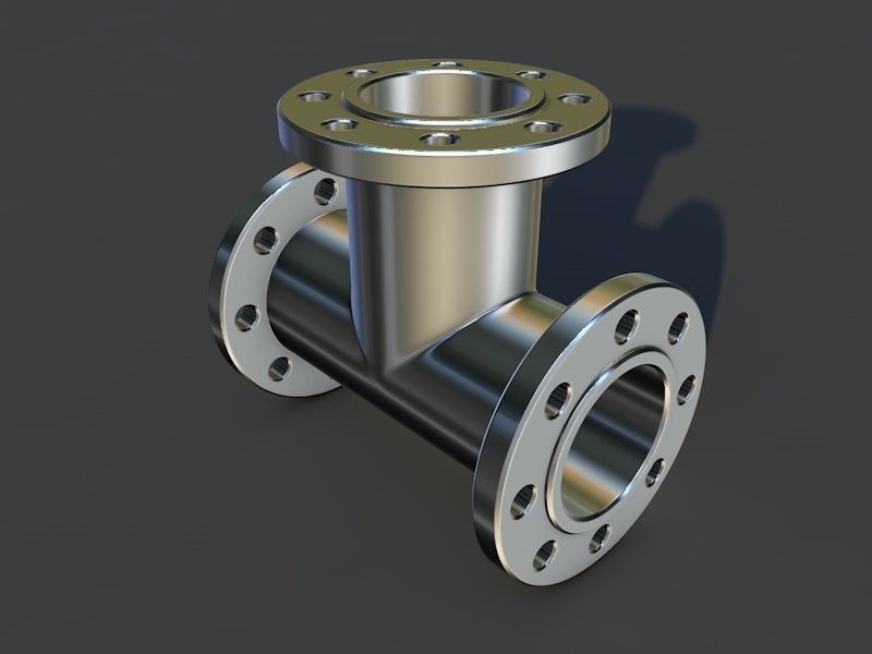 3D model Pipe fitting tee with flange | CGTrader