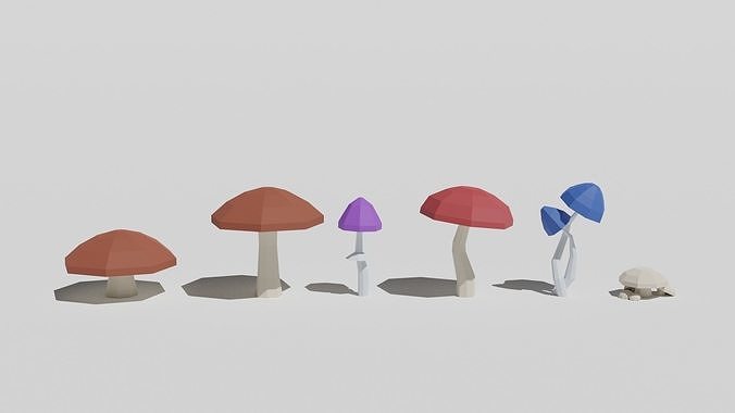 Low poly small mushrooms set free VR / AR / low-poly 3D model | CGTrader