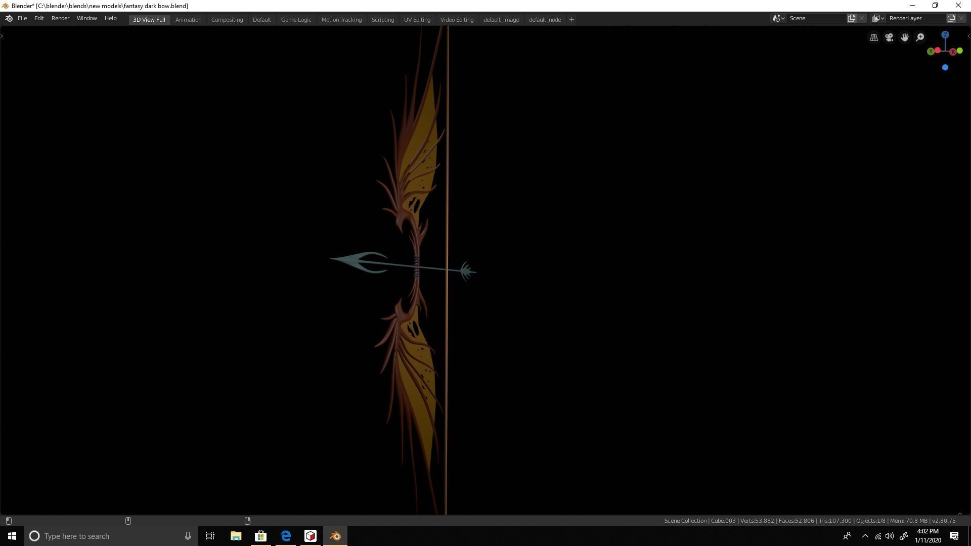 fantasy dark bow 3D model | CGTrader