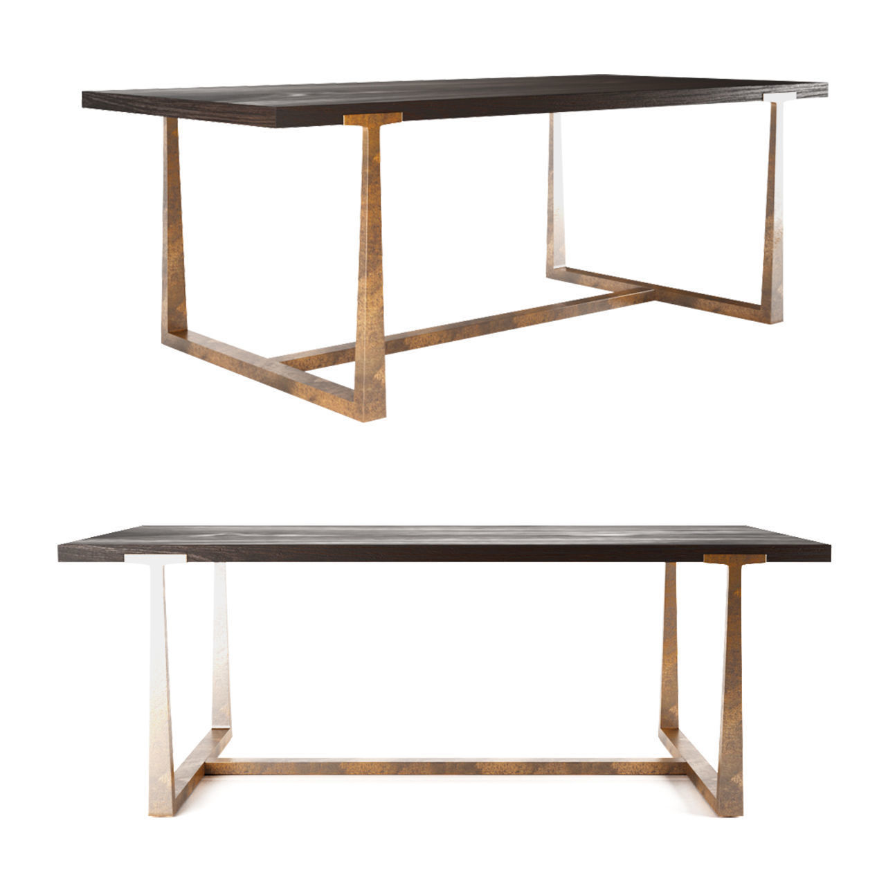 T-BRACE RECTANGULAR EXTENSION DINING TABLE RH 3D model | CGTrader