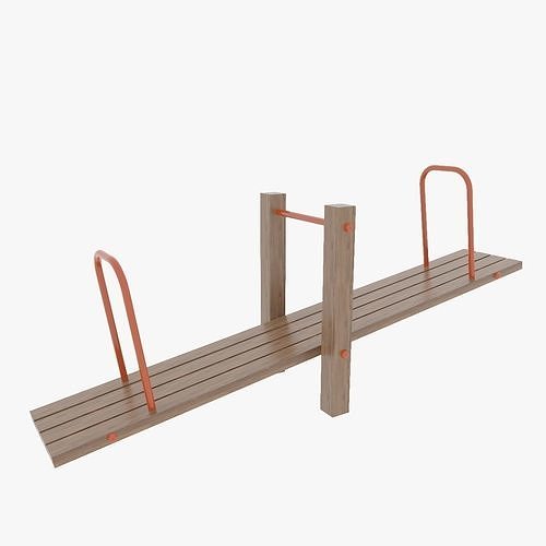 3D model Wooden Seesaw Teeter Totter - 02 Playground VR / AR / low-poly ...