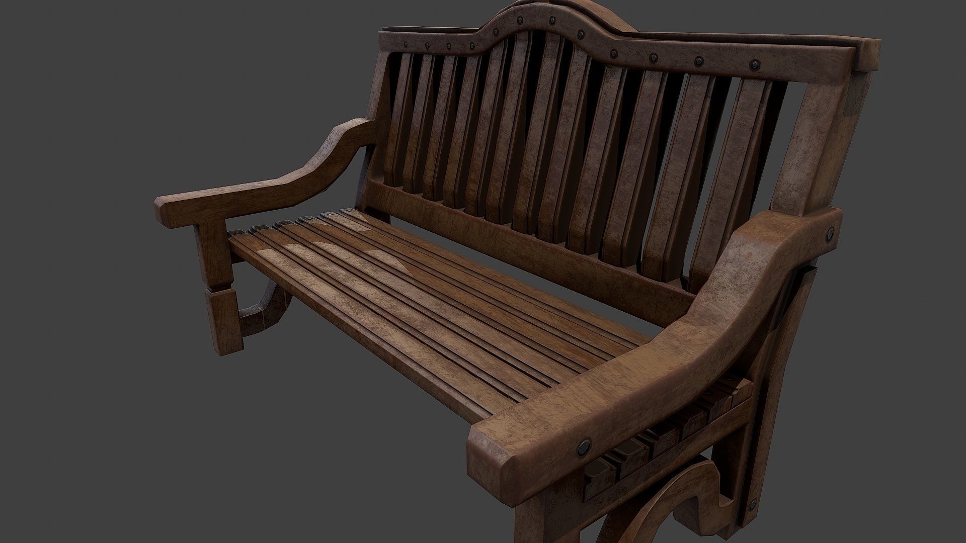 3D model Low poly wooden bench environment asset VR / AR / low-poly ...