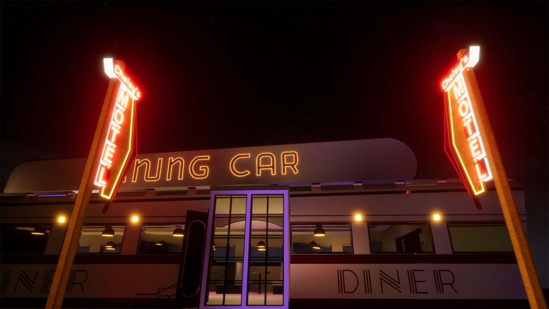 3D model Retro Googie Diner Neon Sign Set - FBX Included VR / AR / low ...
