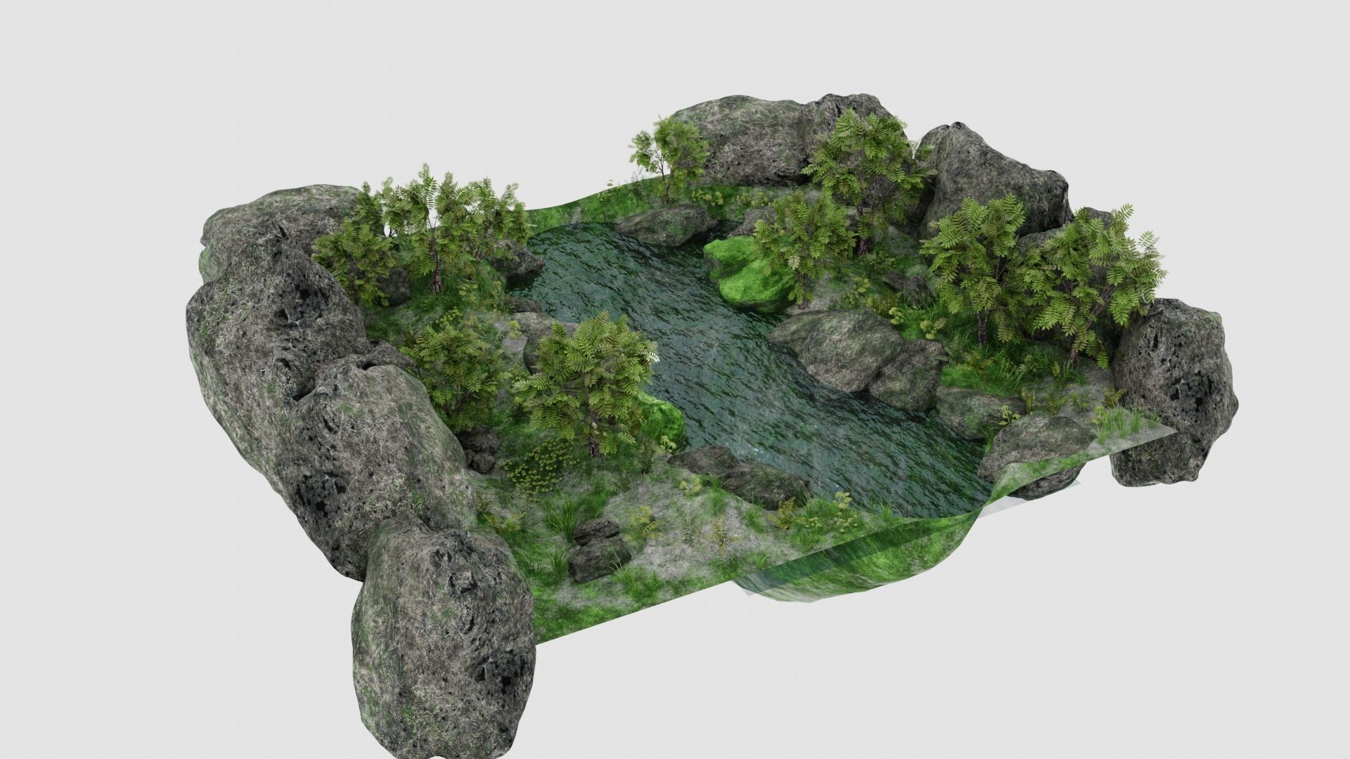 Pond Scene 3D model | CGTrader